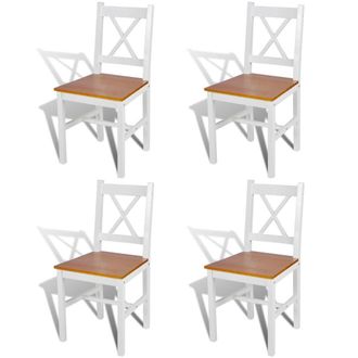 tidyard 4er Set St&uuml;hle Holzstuhl Esszimmerstuhl K&uuml;chenstuhl mit Holz K&uuml;chenst&uuml;hle in Wei&szlig; + Naturfarbe f&uuml;r K&uuml;che und Esszimmer, 41,5 x 45,5 x 85,5 cm (B x T x