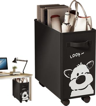 Generico Aufrollbarer Aufbewahrungskorb mit Rollen - faltbarer Wäschekorb, schmaler Oxford-Stoffbehälter, hoher Bürokorb, Behälter mit Griff, mobiles für Schla