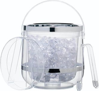 Bar Craft BarCraft Isolierter Eiskübel mit Deckel und Zangen in Geschenkbox, Kunststoff, 2,5 Liter