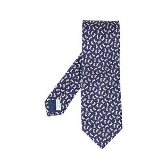 Ferragamo Cravate en soie &agrave; motif Charlie - Homme - Accessoires - Bleu - Taille: ONE Size