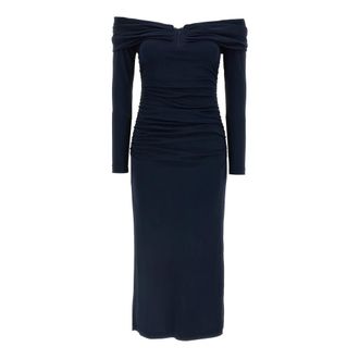 Carolina Herrera Off-Shoulder 3/4 SLV Ruched Midi Kleid - - Dresses - Damen - Blau - S