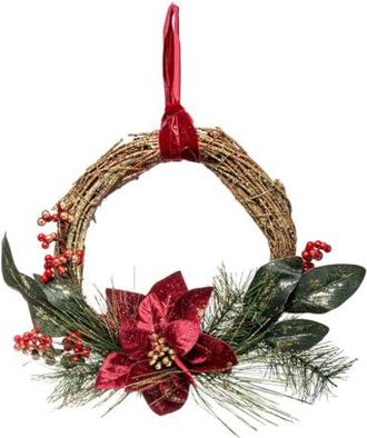 F&eacute;&eacute;ric Lights & Christmas Feeric Lights et Christmas - Couronne de no&euml;l Poinsettia d38cm