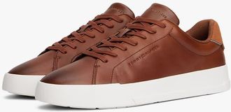 Tommy Hilfiger Baskets en cuir &agrave; logo en relief - Marron clair-Brown