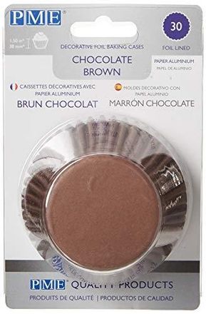 PME BC770 Foliengefütterte Backförmchen für Cupcakes, Schokoladenbraun, Standardgröße mit tieferer Füllung, Packung mit 30 Stück, Kunststoff, Brown, 7 x 7