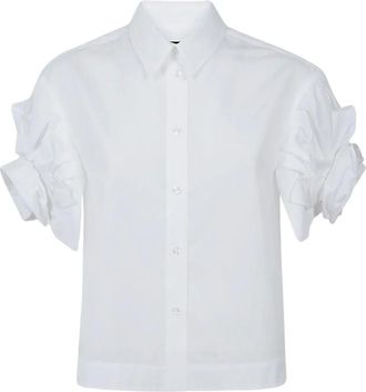Simone Rocha Femme, Blouses et Chemises, Blanc, Taille: 36 FR Cropped Rose Puff Sleeve Shirt