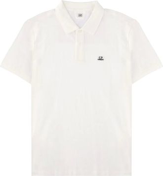 C.P. Company C.p. Company, Homme, Tops, Blanc, Taille: XL Polo Stretch Piqu&eacute; Manches Courtes