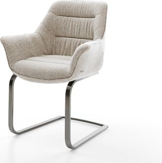 DELIFE Freischwinger Kaira-Flex Webstoff Soft Beige Freischwinger flach Graphit, Esszimmerst&uuml;hle