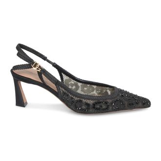 Dolce & Gabbana Femme, Chaussures, Noir, Taille: 39 EU Talons Slingback en Dentelle L&eacute;opard