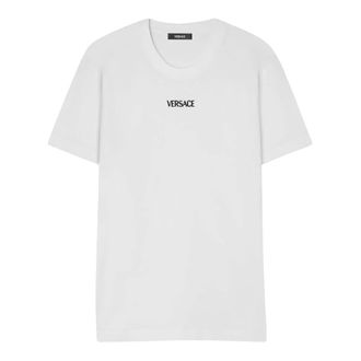 Versace Homme, Tops, Blanc, Taille: L T-shirt slim en jersey de coton brod&eacute;