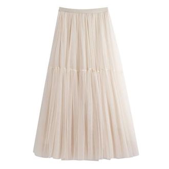 Generic Jupe dautomne et dhiver pour femme Demi-Swing Jupe longue taille haute en maille, beige, Taille unique