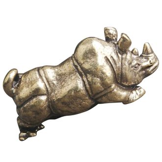 Cabilock Messing Rhinozeros Statue Miniatur Tierdekoration Schreibtischornament Kreatives Wohnaccessoire F&uuml;r Haus Und B&uuml;ro