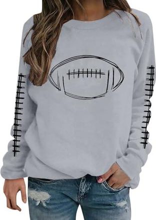 Generic Sweat-shirt pour femme avec imprim&eacute; graphique britannique - Haut surdimensionn&eacute; &agrave; col rond - Manches longues - Automne - Hiver - D&eacute;contract&eacute; - Confort