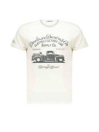 Deeluxe T-shirt Homme TRUCK 100% Coton manches courtes col rond esprit rock vintage imprim&eacute; pickup coupe Regular - Blanc Taille XXL