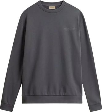 Woolrich Homme, Sweatshirts et sweats &agrave; capuche, Gris, Taille: XL Macro Logo Crewneck