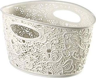 Curver Formsch&ouml;ner Korb creme oval Dekokorb Spitzenkorb Curver Dekorationsmotiv