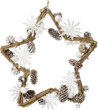 Kaemingk dekorativer weihnachtlicher Dekostern zum H&auml;ngen mit Naturzweigen Naturzapfen Dekoschneekugeln Dekokristalle komplett fertig dekoriert