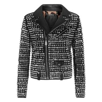 Philipp Plein Crystal Biker - - Jackets - Damen - Schwarzk - S