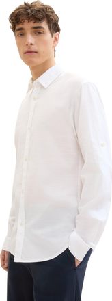 Tom Tailor Herren Regular Fit Hemd aus Buamwolle, White, XXL