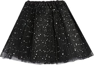 Generic Jupe Paillette Femme Short Sequin Jupe Tutu avec Paillettes Trois &Eacute;toiles pour Danse Adultes, Jupe Mesh pour Performance
