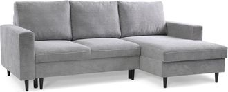 Selsey Selsey Nalika - Ecksofa mit Schlaffunktion, Kordsamt-Bezug, hellgrau, rechtsseitig