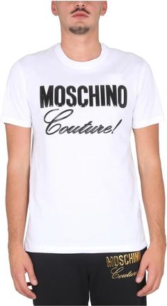 Moschino Homme, Tops, Blanc, Taille: XL T-shirt Logo Institutionnel SS Col Rond