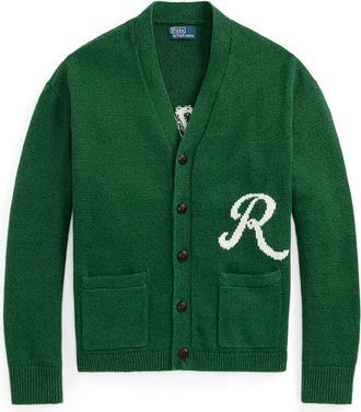 Ralph Lauren Strickjacke mit Leinenanteil und Ralph-Schriftzug auf R&uuml;cken in