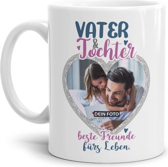 Tassendruck Tasse mit Foto Personalisieren - Vater & Tochter Beste Freunde - Persönliches Geschenk für Papa, Vater Geschenkidee | Personalisiertes Geschenk, 300ml