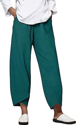 Generic Pantalon d&eacute;contract&eacute; en coton pour femme - Pantalon &agrave; porter au quotidien pour femme, parfait avec un pull, Vert, 4XL