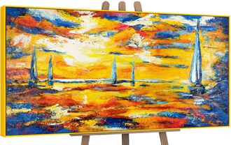 Yohji Yamamoto Art Luxus Abstrakt Acryl Gemälde auf Leinwand Fata Morgana über dem Meer handgemalt Wandbild Wohnzimmer moderne Wohndekor echte Kunst 100x50 cm