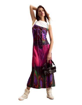 Desigual robe combin&eacute;e con&ccedil;ue par Mr. Lacroix en fuchsia-Rose