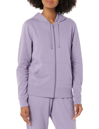 Amazon Essentials Damen Kapuzenpullover aus French-Terry-Fleece mit durchgehendem Reißverschluss (Erhältlich in Übergröße), Traube, XL Große Größen