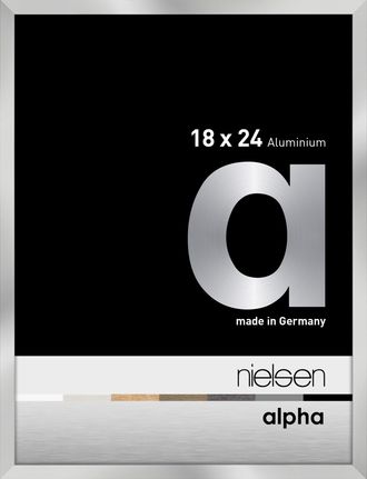 Nielsen Design Bilderrahmen, 18 x 24 cm, Aluminium, Silber glanz, Fotorahmen zum Auftstellen und Aufhängen im Hoch- & Querformat, Echtglas, Alpha