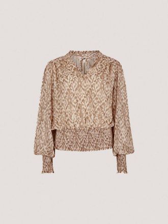 Apricot Blusentop Lurex Ikat Bluse zum Raffen mit Smokdetails