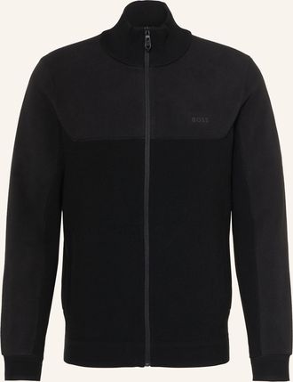 HUGO BOSS Strickjacke Im Materialmix schwarz