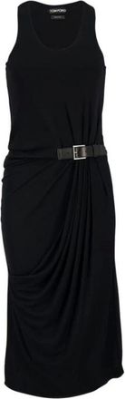 Tom Ford Femme, Robes, Noir, Taille: 36 FR Robe D&eacute;bardeur avec D&eacute;tails en Cuir