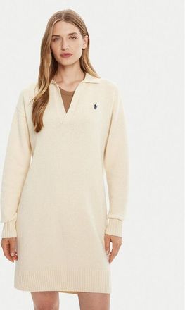 Polo Ralph Lauren Strickkleid 211A91143003 Creme Slim Fit