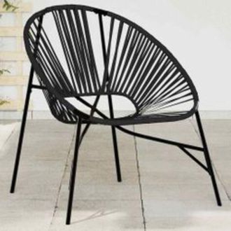 Les Tendances Chaise oeuf de jardin noir r&eacute;sine tress&eacute;e
