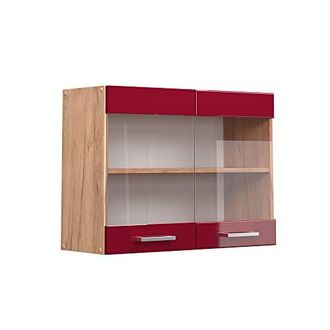 Vicco Armoire en Verre R-Line, Rouge Brillant, 80cm