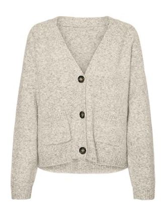 Vero Moda Vero Moda Femme Vmboom Ls Noos Boutonn&eacute; &Agrave; Col en V Cardigan, Bouleau/D&eacute;tail : M&eacute;lange., XL EU