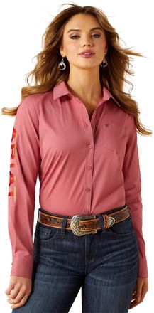 Ariat Womens Team Kirby Stretch Western Shirt Long Sleeve in Mauvewood Cotton, Size X-Small, by Ariat