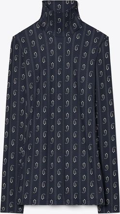 Tory Burch Damen Bedrucktes Jerseytop mit Stehkragen
