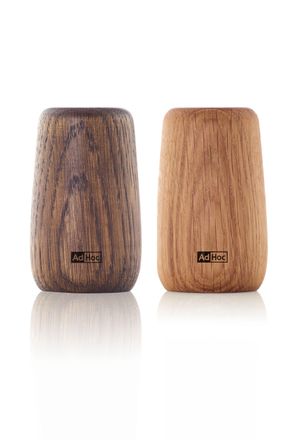 Adhoc GS30 Set aus Pfefferstreuer und Salzstreuer Yoko | Naturholz Eiche geölt hell & dunkel | 2-fache Lochung und große Öffnung zum Befüllen