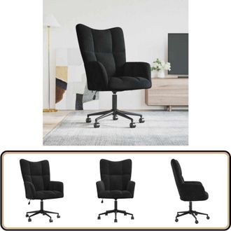 vidaXL Relaxsessel Schwarz Samt - Samtsessel - Sessel Schwarz - Wohnzimmersessel - Drehstuhl - Armlehnstühle