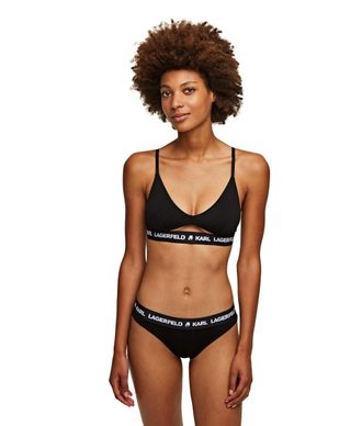 Karl Lagerfeld Damen Logo Slip (2er Pack) Schwarz XS