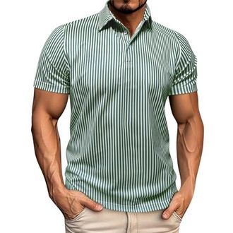 Generic Polo ray&eacute; hawa&iuml;en pour homme - Haut d&eacute;t&eacute; &agrave; manches courtes - Col polo tendance - Coupe d&eacute;contract&eacute;e - Confortable - Costume extensible pour cadeaux qu