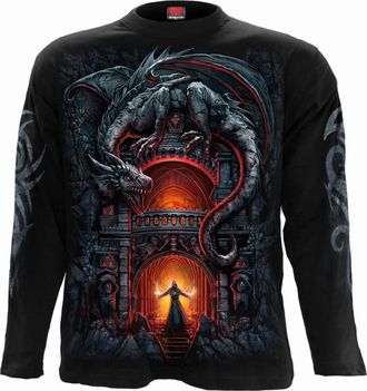Spiral Dragons Lair M&auml;nner Langarmshirt schwarz M 100% Baumwolle Gothic, Horror, Rockwear