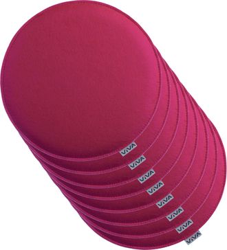 Brandsseller Sitzkissen Filz Rund 8er Set - &Oslash; 35 cm in Pink - Stuhlkissen aus Filz f&uuml;r Innen & Au&szlig;en - robuste Sitzauflagen f&uuml;r St&uuml;hle, Esszimmer, Garten & Balkon