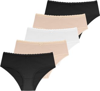 Dorina Hipster DORINA Naomi, Damen, Gr. XXL, 5 Stk., bunt (schwarz, beige, ivory), Single Jersey, Obermaterial: 95% Baumwolle, 5% Elasthan, unifarben, k&ouml;rper