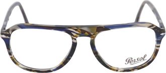 Persol unisex, Accessoires, Multicolore, Taille: 56 MM Lunettes de Pilote Rétro Gris Givre Bleu Nautique