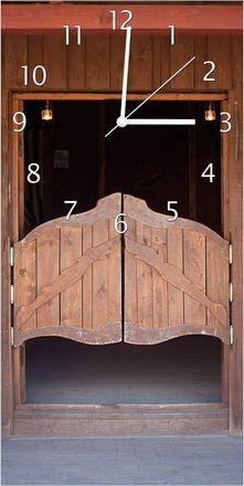 Wallario Design-Wanduhr Saloont&uuml;r aus Glas, Motiv-Uhr Gr&ouml;&szlig;e 30 x 60 cm, wei&szlig;e Zeiger